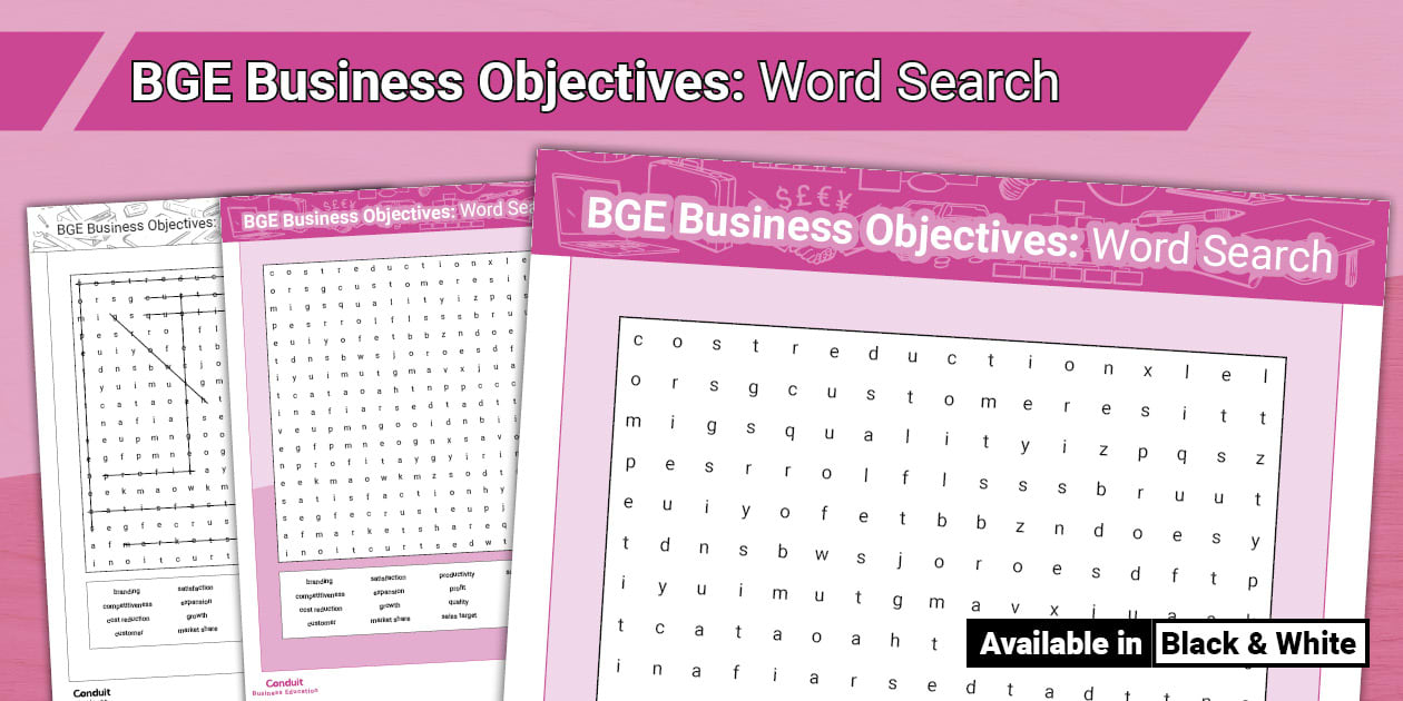 BGE Business Objectives Word Search