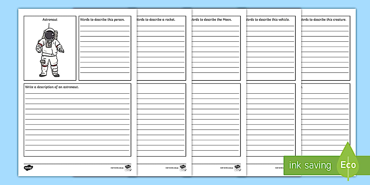 Space Objects Description Writing Frames (teacher made)