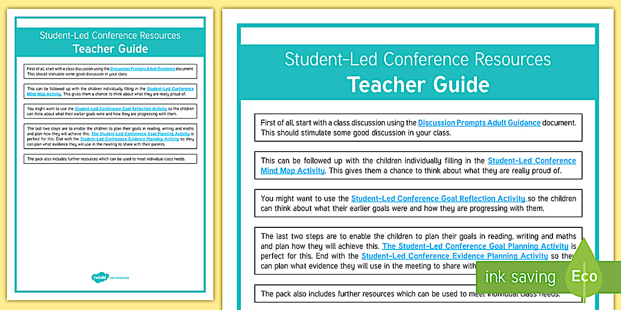Student-Led Conference Resources Teacher Guide - Twinkl