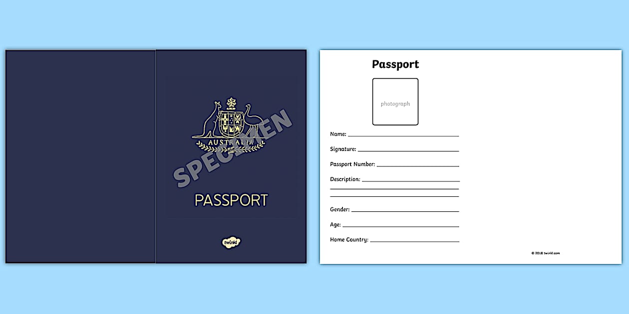Editable Australian Passport Template - Australia - Twinkl