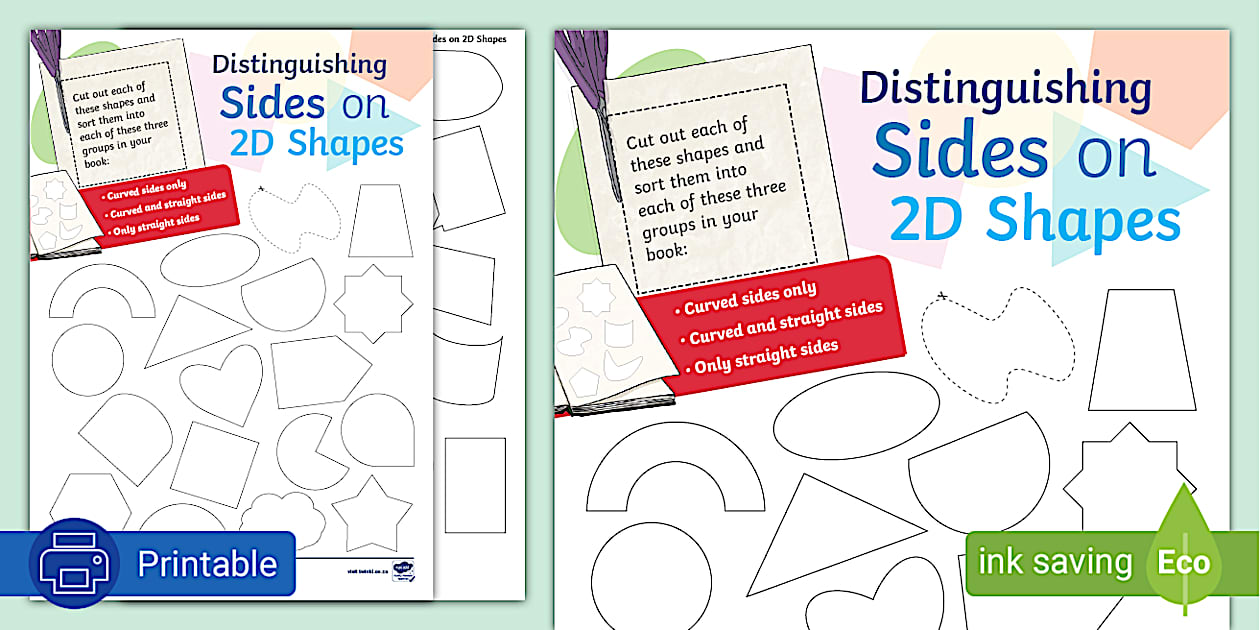Distinguishing sides on 2D Shapes Activity Sheet