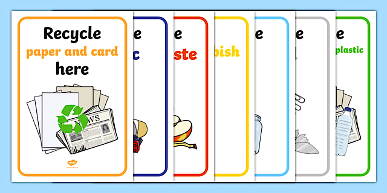 Editable Recycling Bin Display Labels - Twinkl