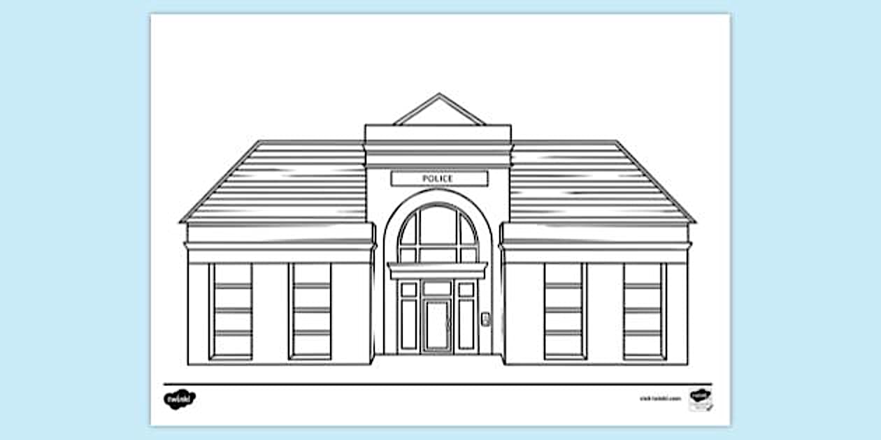Police Station Colouring Sheet | Resources | Twinkl - Twinkl