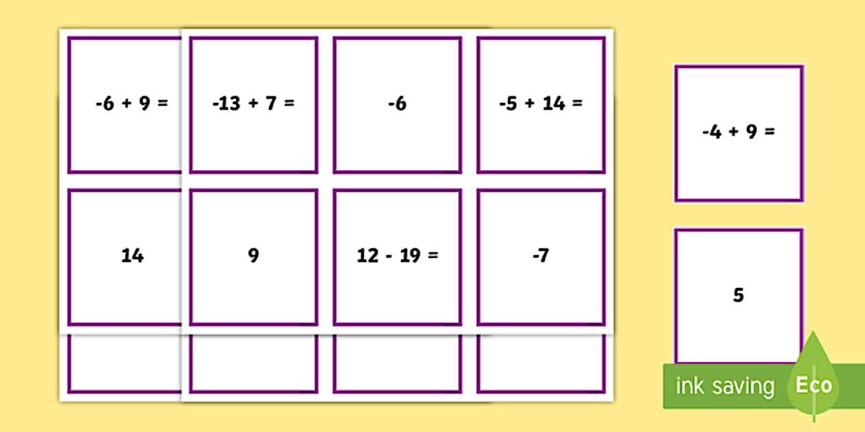 Directed Numbers Matching Cards (teacher made) - Twinkl