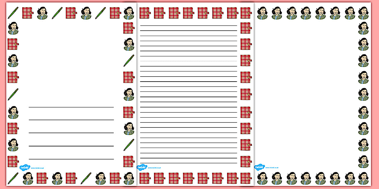 Anne Frank Portrait Page Borders (teacher made) - Twinkl