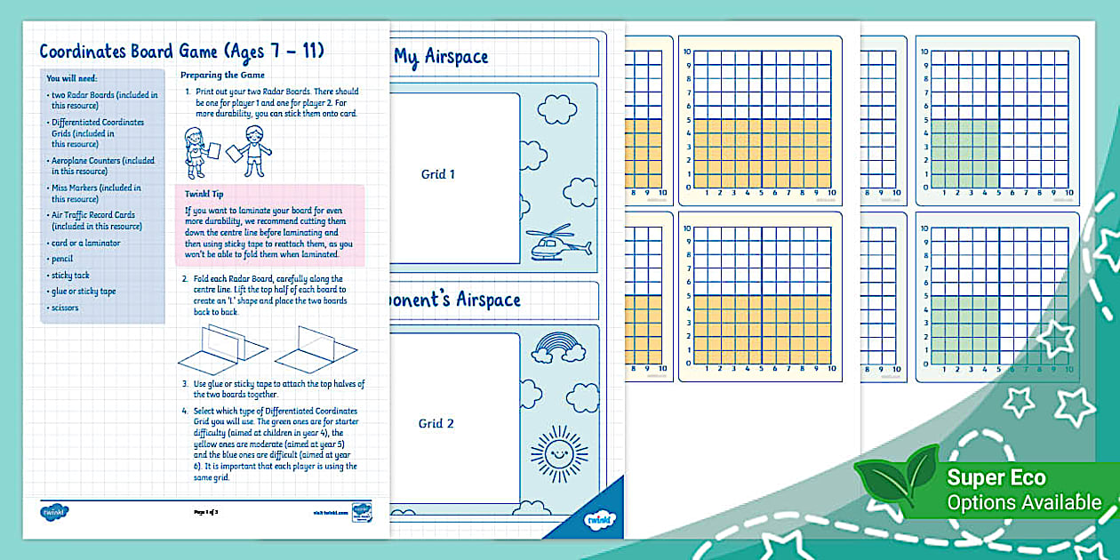 Coordinates Board Game (Ages 7 - 11) (teacher made) - Twinkl