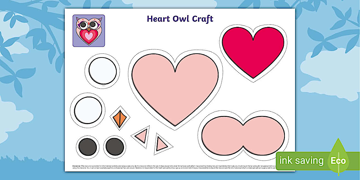 Heart Owl Craft Template (teacher made) - Twinkl