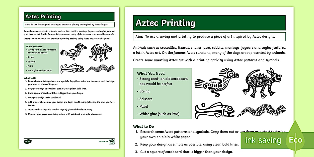 KS2 Amazing Aztec Art Activity | Aztec Designs Printing