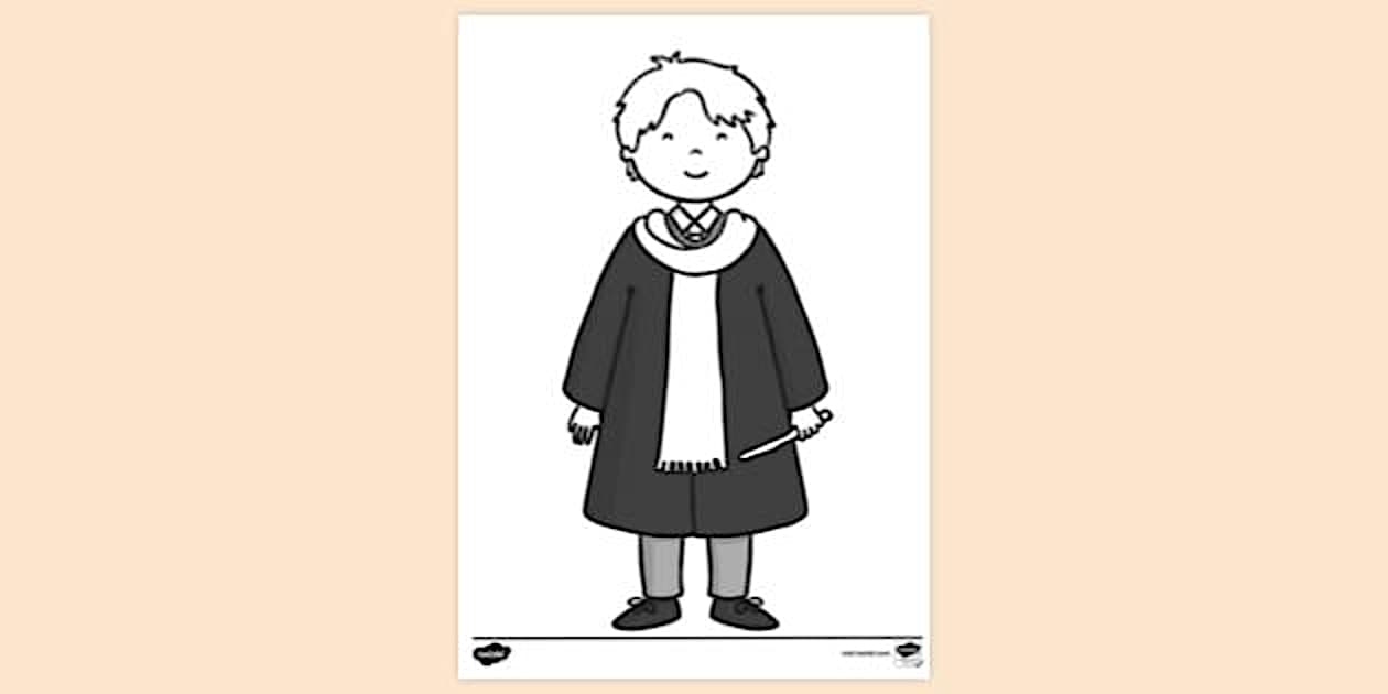 Wizard Boy with Orange Hair Colouring Sheet | Twinkl