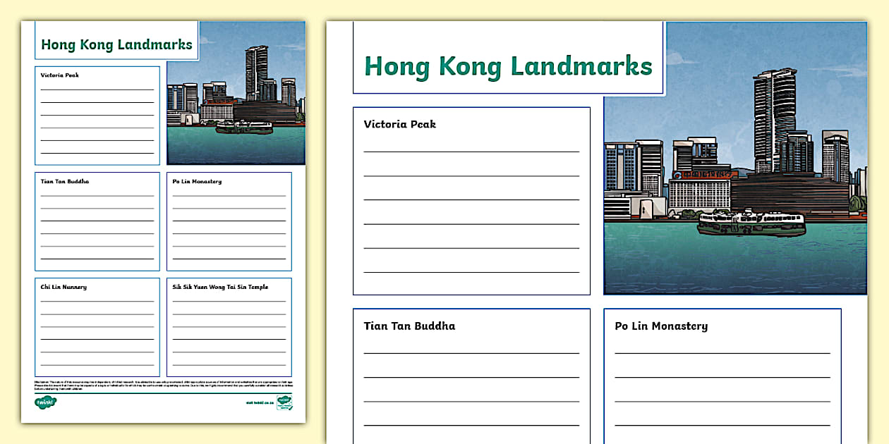 Hong Kong Landmarks Fact File Template (teacher made)