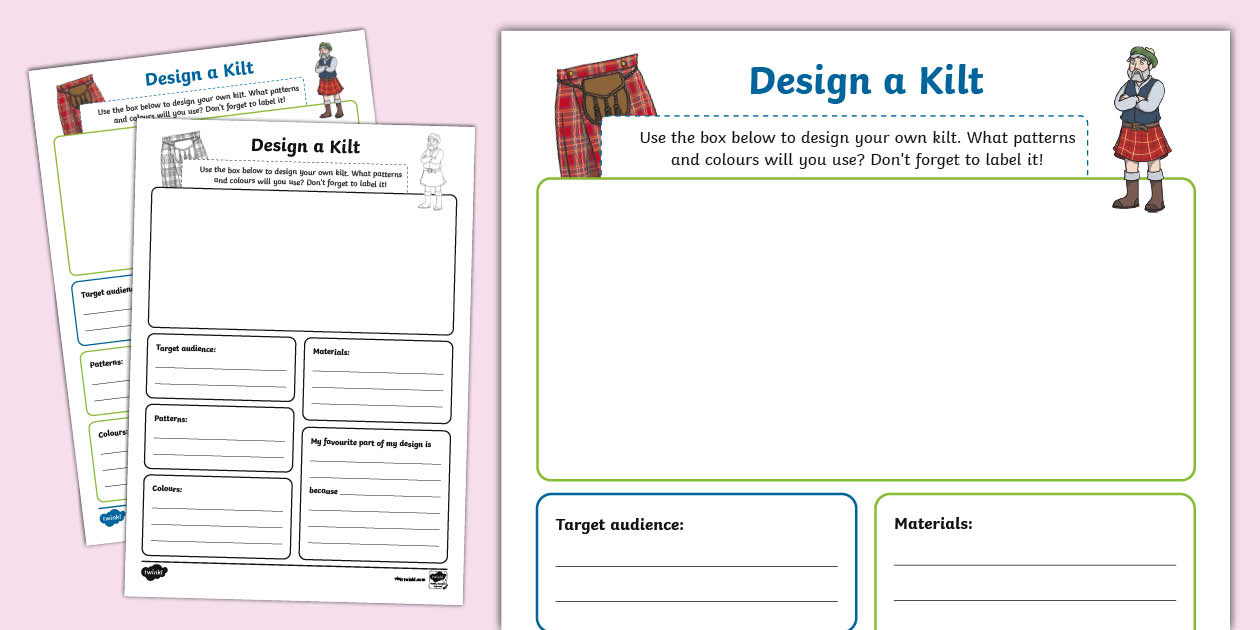 Design a Kilt Worksheet - Twinkl Design - Twinkl