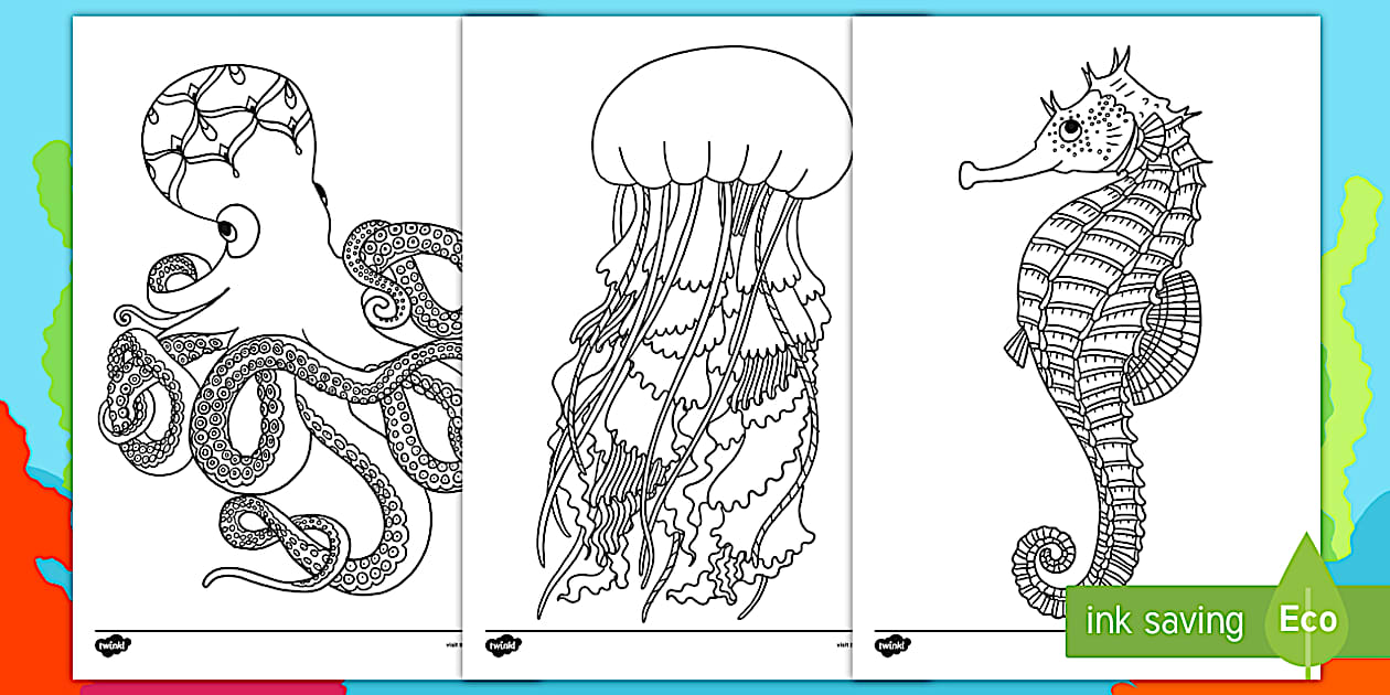 Under the Sea Relaxing Coloring Pages for Kids - Twinkl