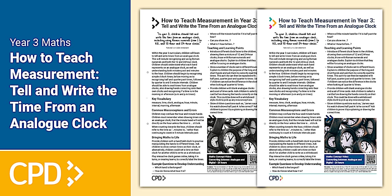 How to Teach Measurement in Year 3: Tell and Write the Time From an ...