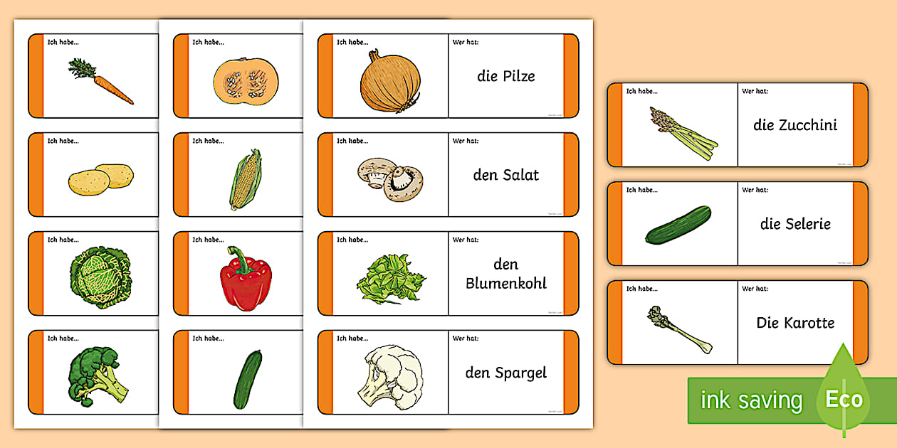 Vegetables Loop Cards German (teacher made) - Twinkl