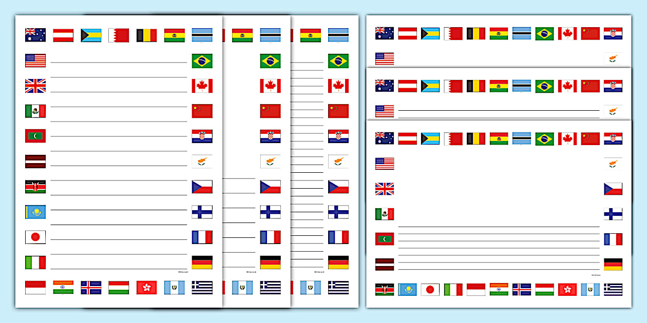 Flags of the World Page Border Pack (Teacher-Made) - Twinkl