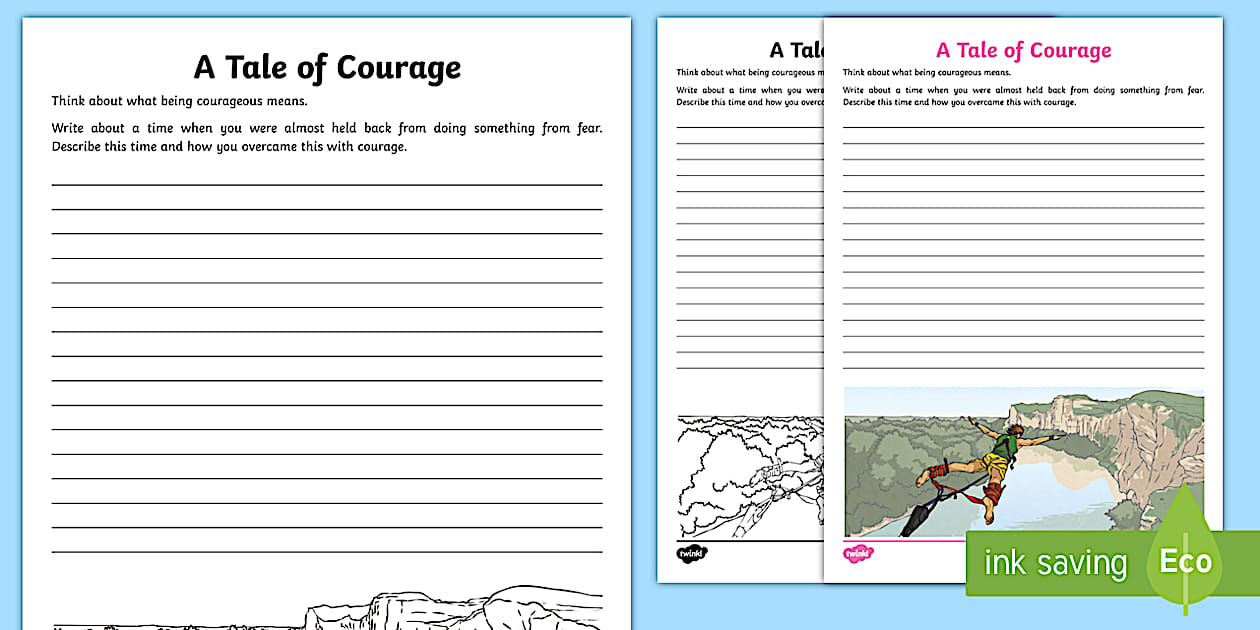 A Tale of Courage Writing Worksheet / Worksheet - Twinkl