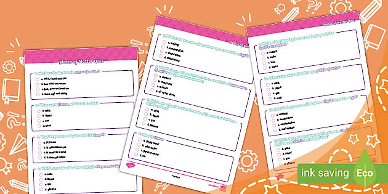 States of Matter Quiz (Ages 7 - 11) (teacher made) - Twinkl