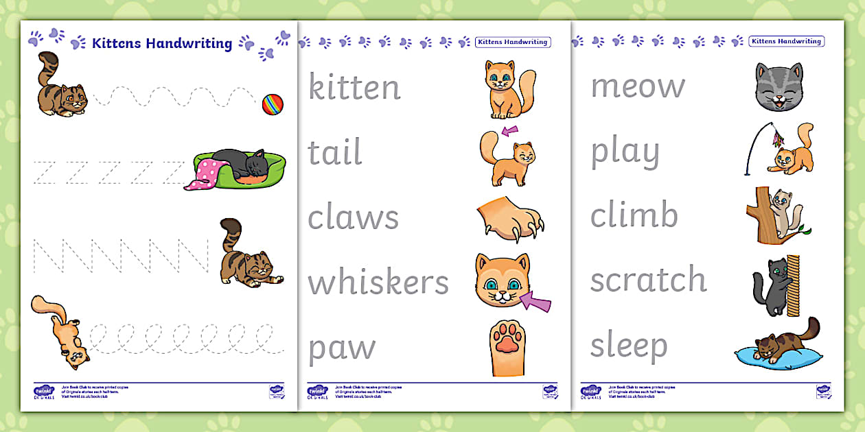 Kittens Handwriting Sheets (teacher made) - Twinkl