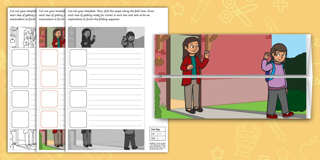 Getting Ready for School Folding Sequencing Template