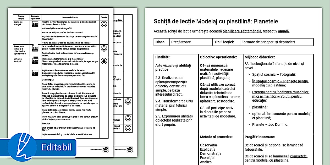 Modelaj cu plastilină: Planetele – Schiță de lecție