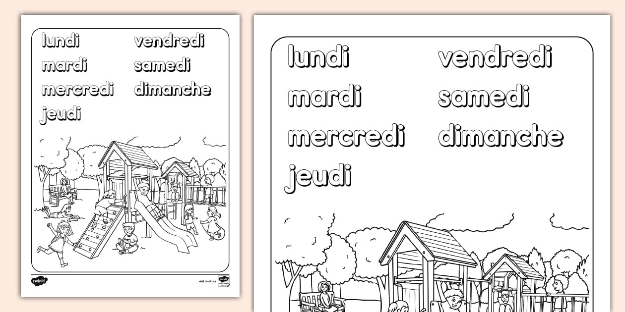 Coloriage : Les jours de la semaine - Twinkl
