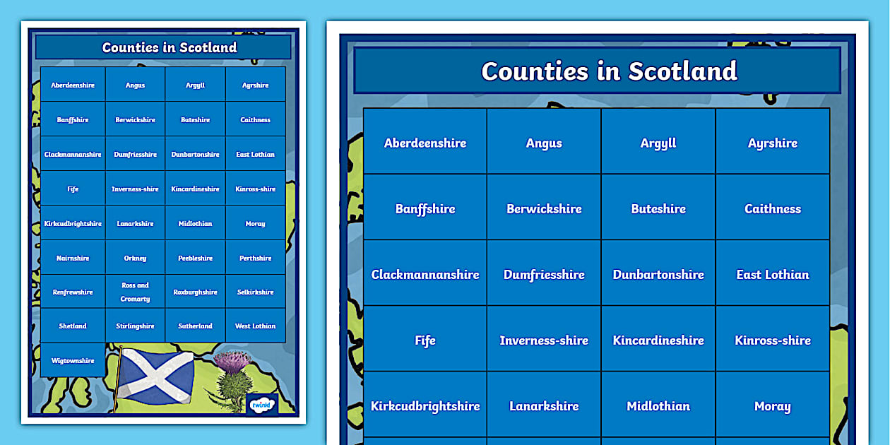 List of Counties in Scotland Display Poster (teacher made)