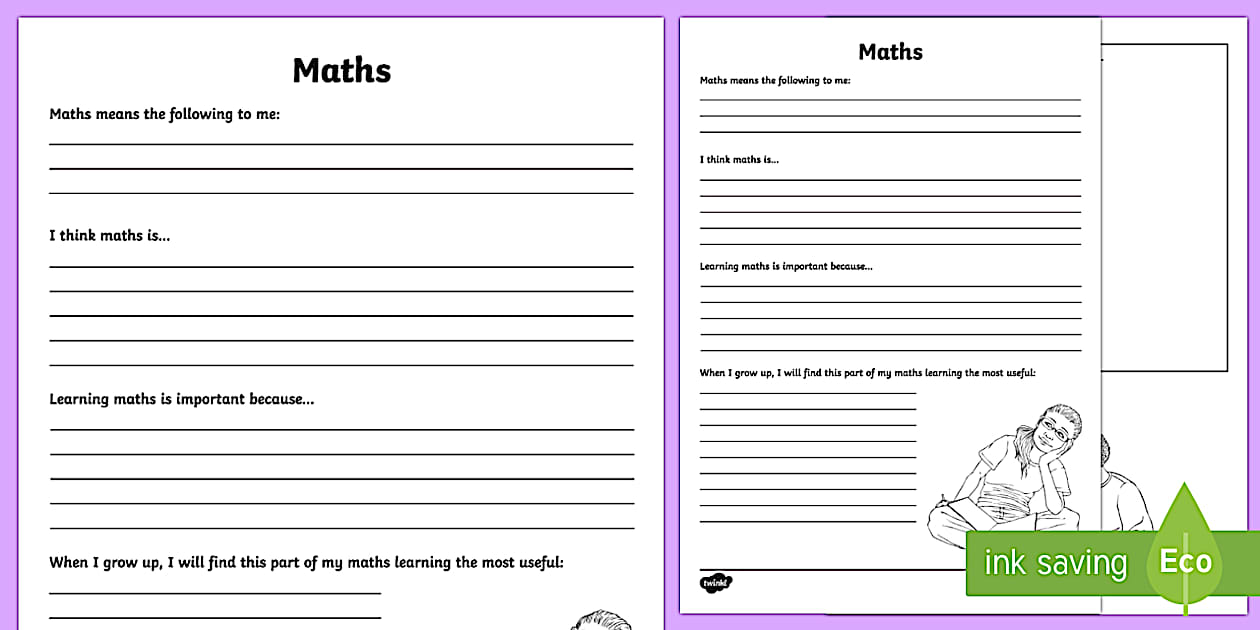 Editable Maths Reflection Writing Template (teacher made)