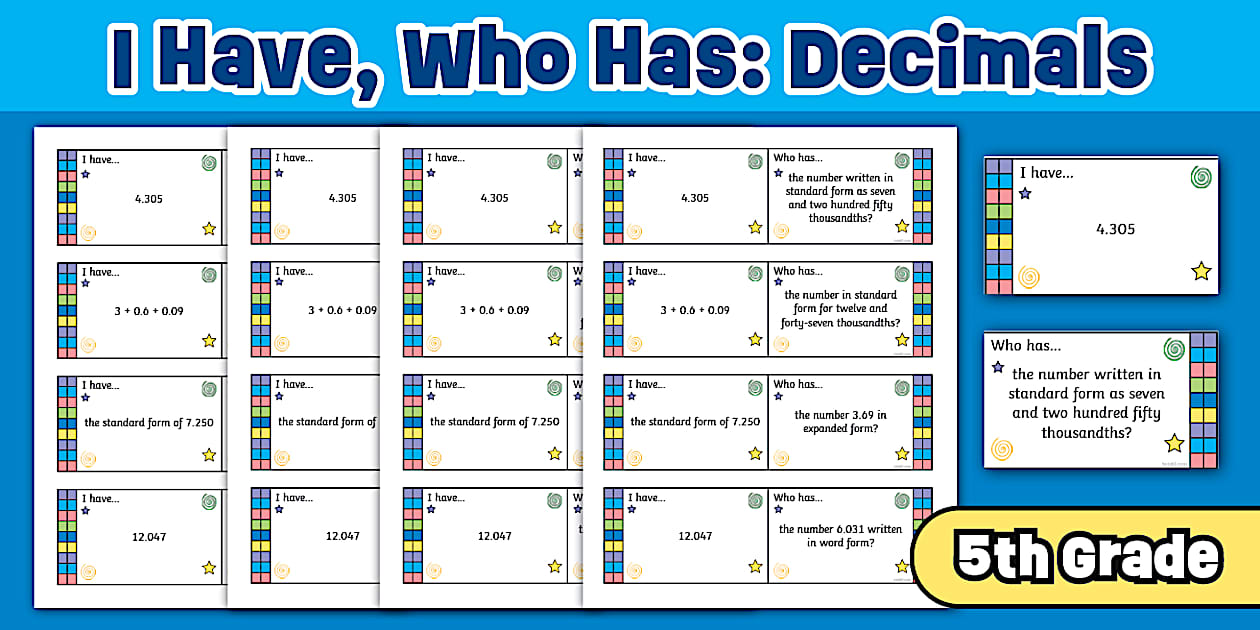 Fifth Grade Decimals I Have, Who Has Activity