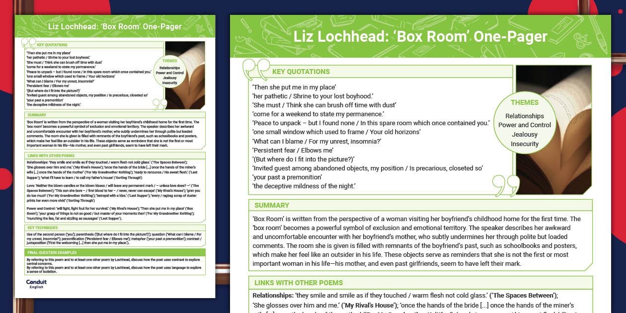 Liz Lochhead: 'Box Room' One-Pager (teacher made) - Twinkl