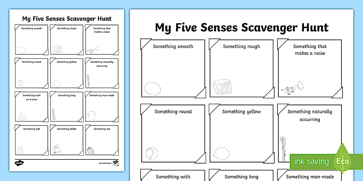 Five Senses Scavenger Hunt (teacher made) - Twinkl