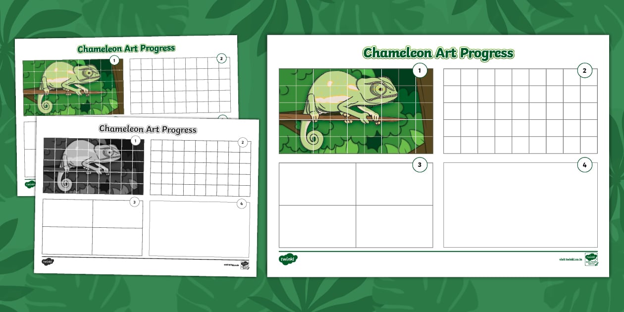 Chameleon Art Progress Template (teacher made) - Twinkl