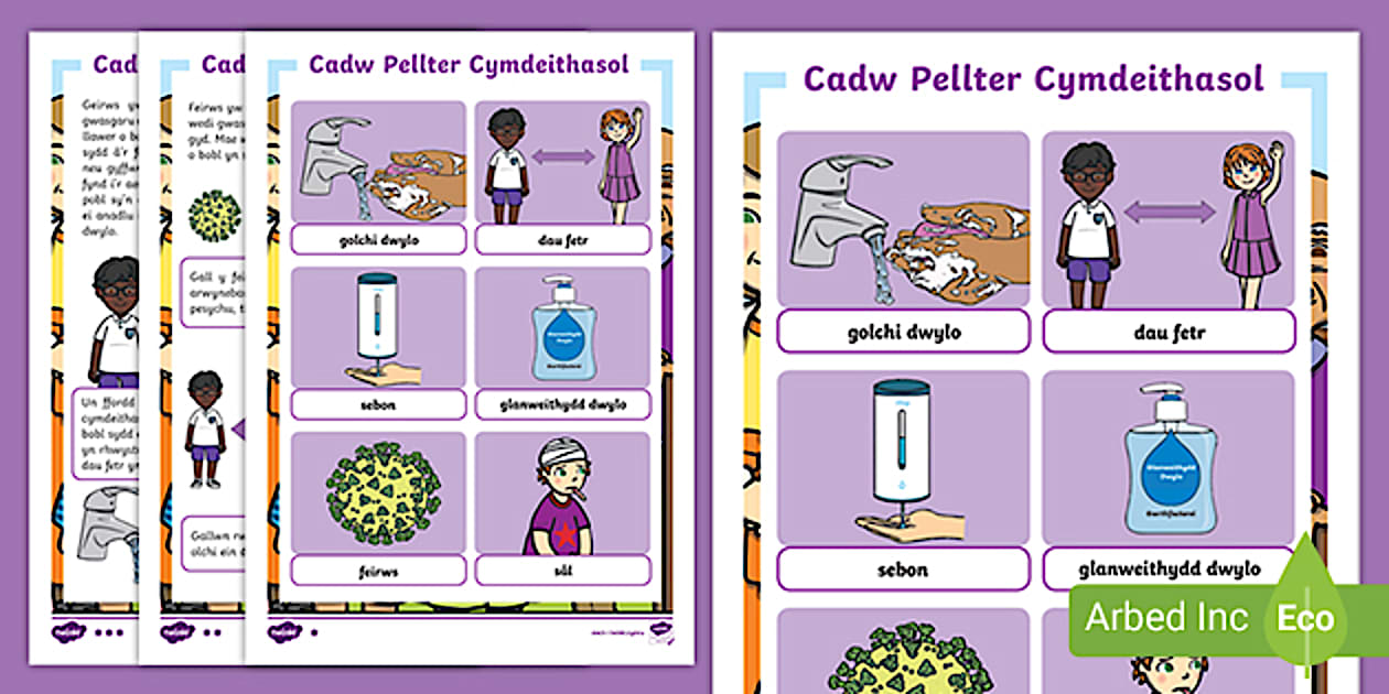 Ffeil Ffeithiau Dewch i Ddysgu am Gadw Pellter Cymdeithasol