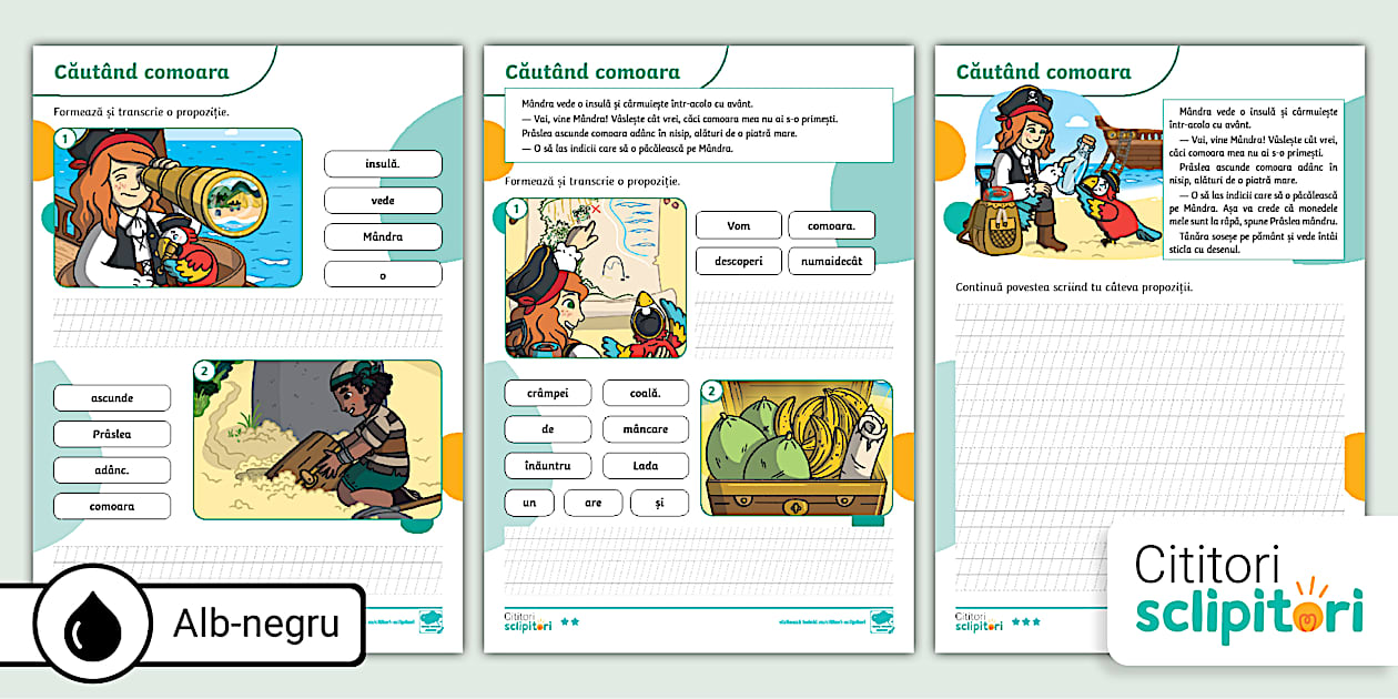 Căutând comoara – Fișă de citire și de scriere clasa I