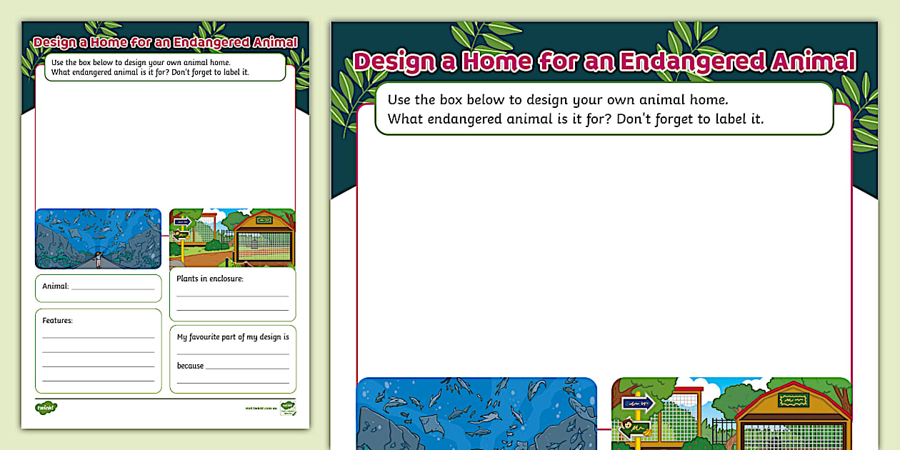 Design an Enclosure for an Endangered Animal F-2 - Twinkl