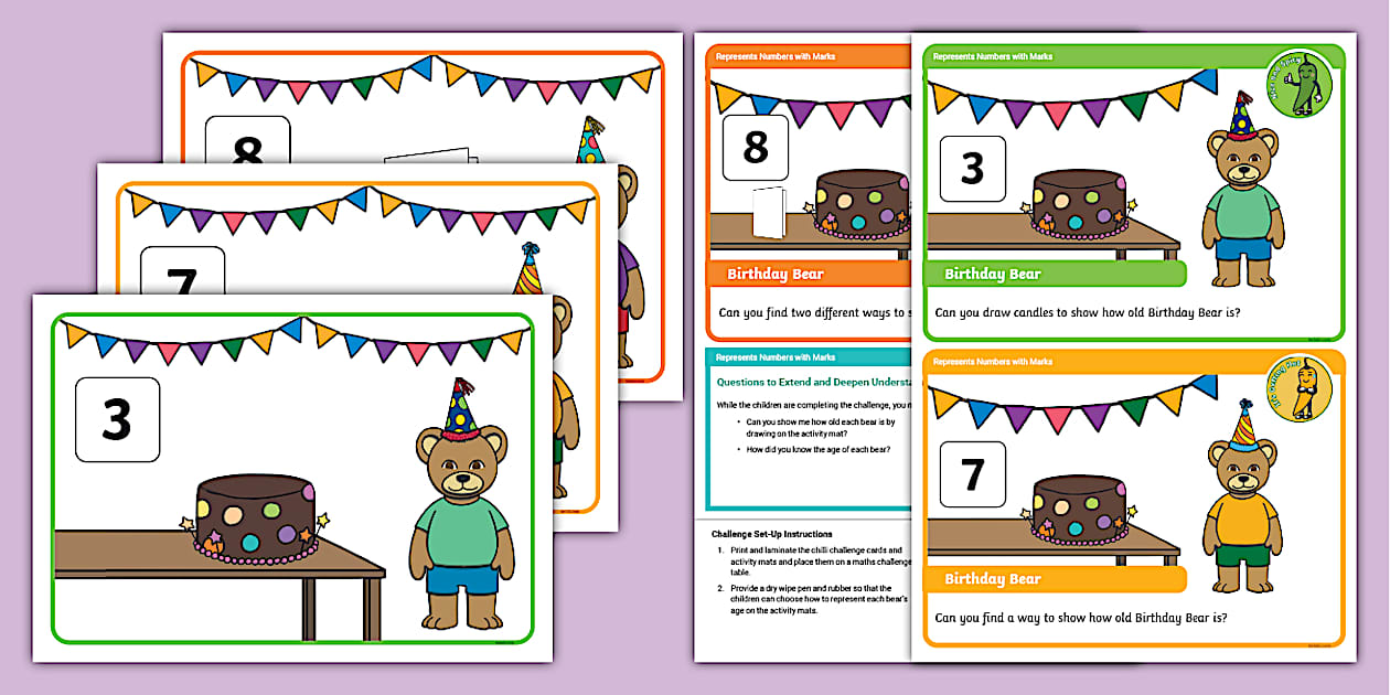 EYFS Maths Represents Numbers with Marks Chilli Challenges