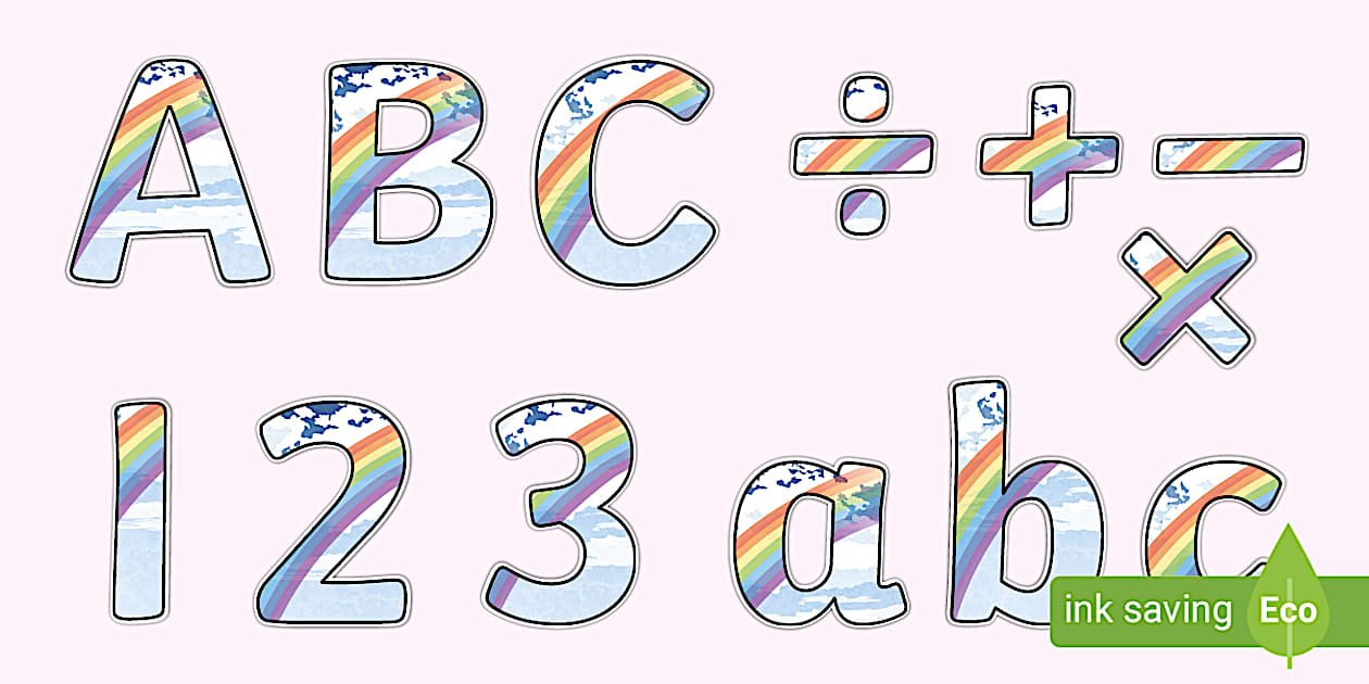 Sky and Rainbow Themed Display Lettering - - Twinkl
