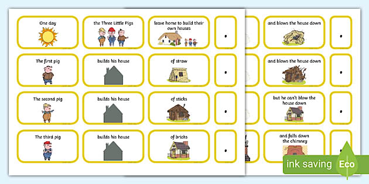 The Three Little Pigs Sentence Building Cards - Twinkl