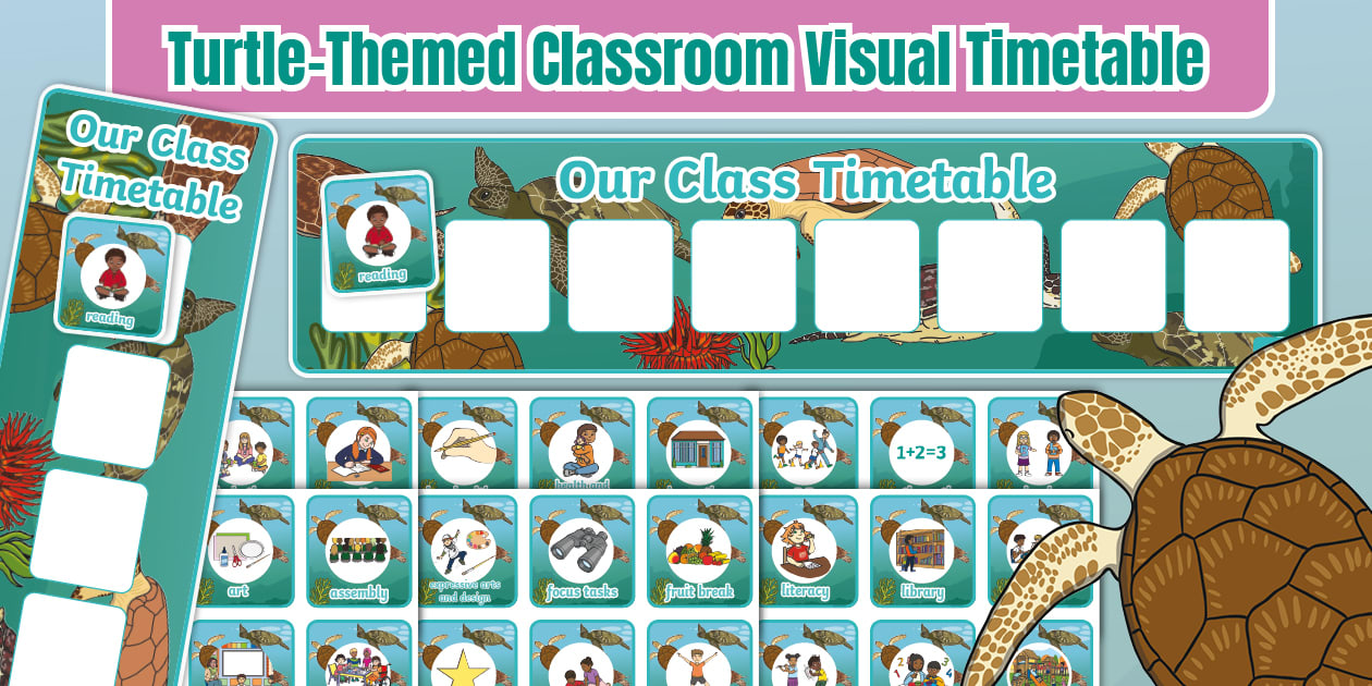 Turtle-Themed Classroom Visual Timetable