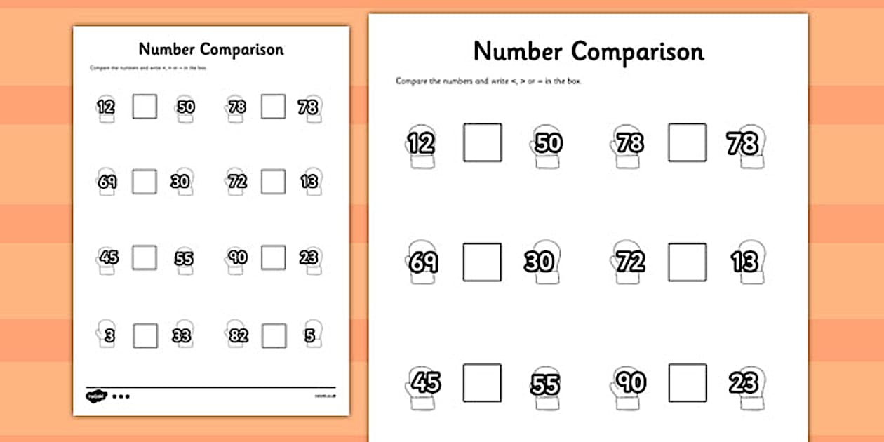 The Mitten Number Comparison Worksheets (teacher made)