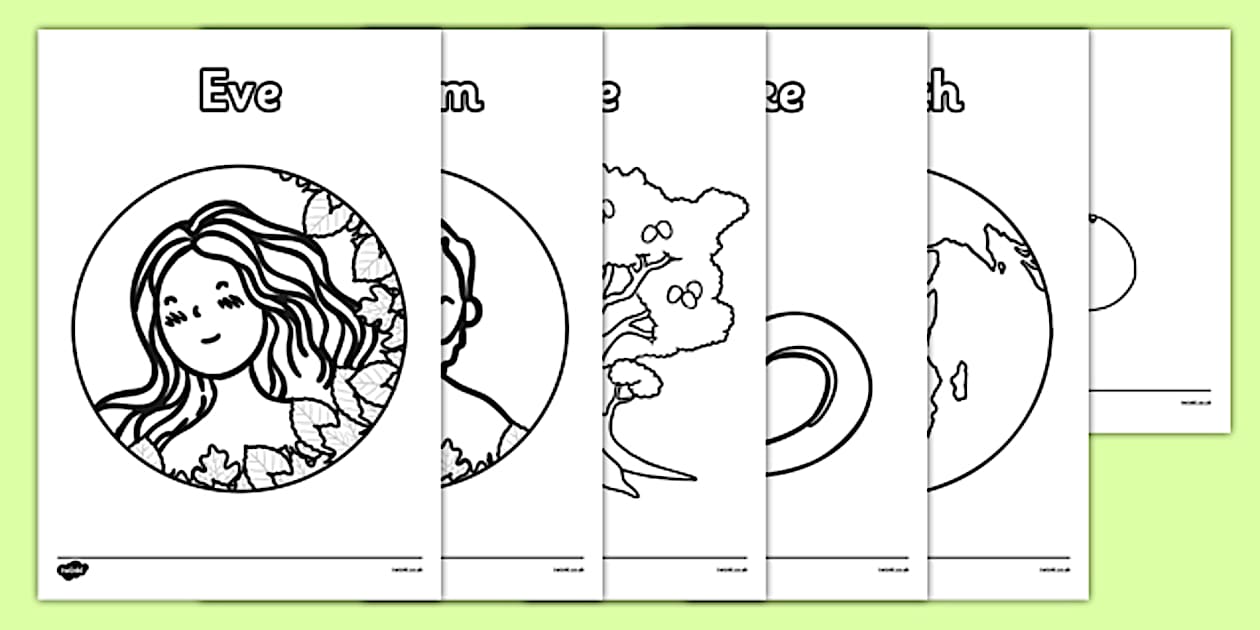Adam and Eve Creation Story Colouring Sheets (teacher made)