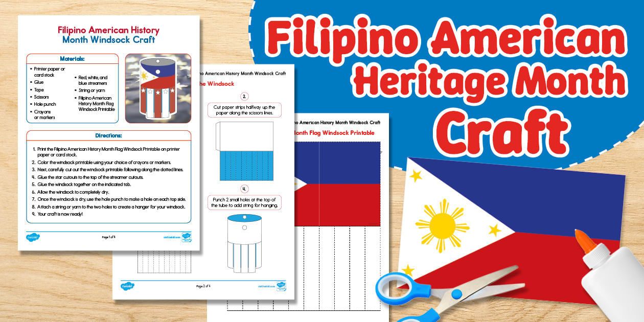 Filipino American History Month Windsock Craft - Twinkl