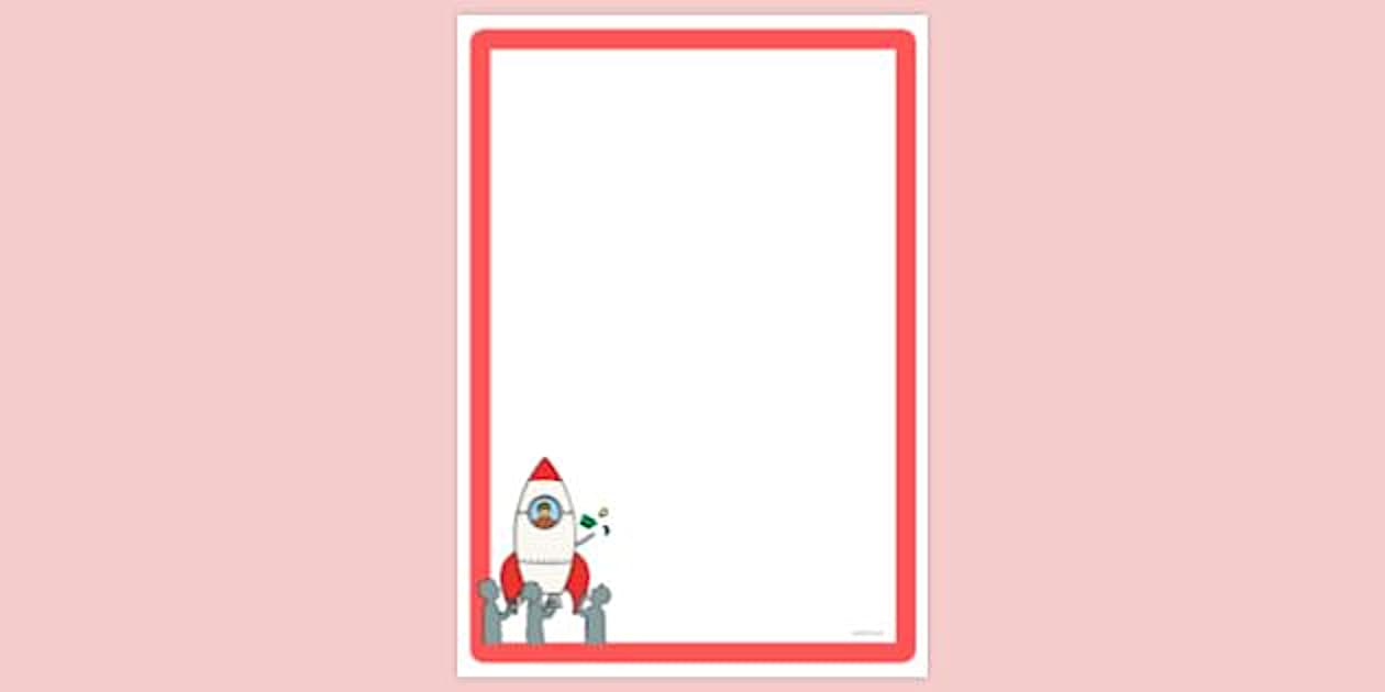 Simple Blank Rocket Ship Launch Page Border | Twinkl