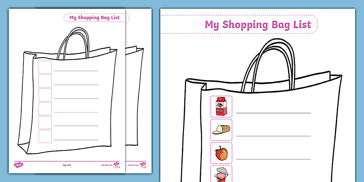 Shopping Bag Writing Activity - KS1 (teacher made) - Twinkl