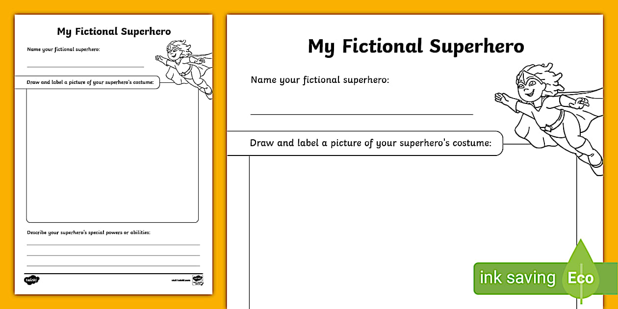 Design a Fictional Superhero Worksheet (teacher made)