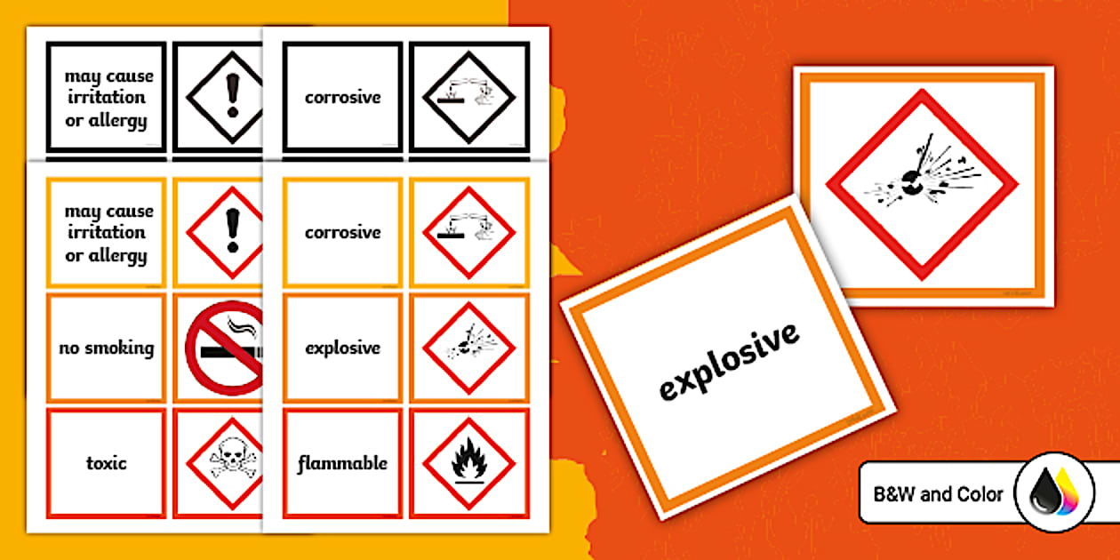 Science Lab Warning Symbol Matching Cards for 3rd-5th Grade