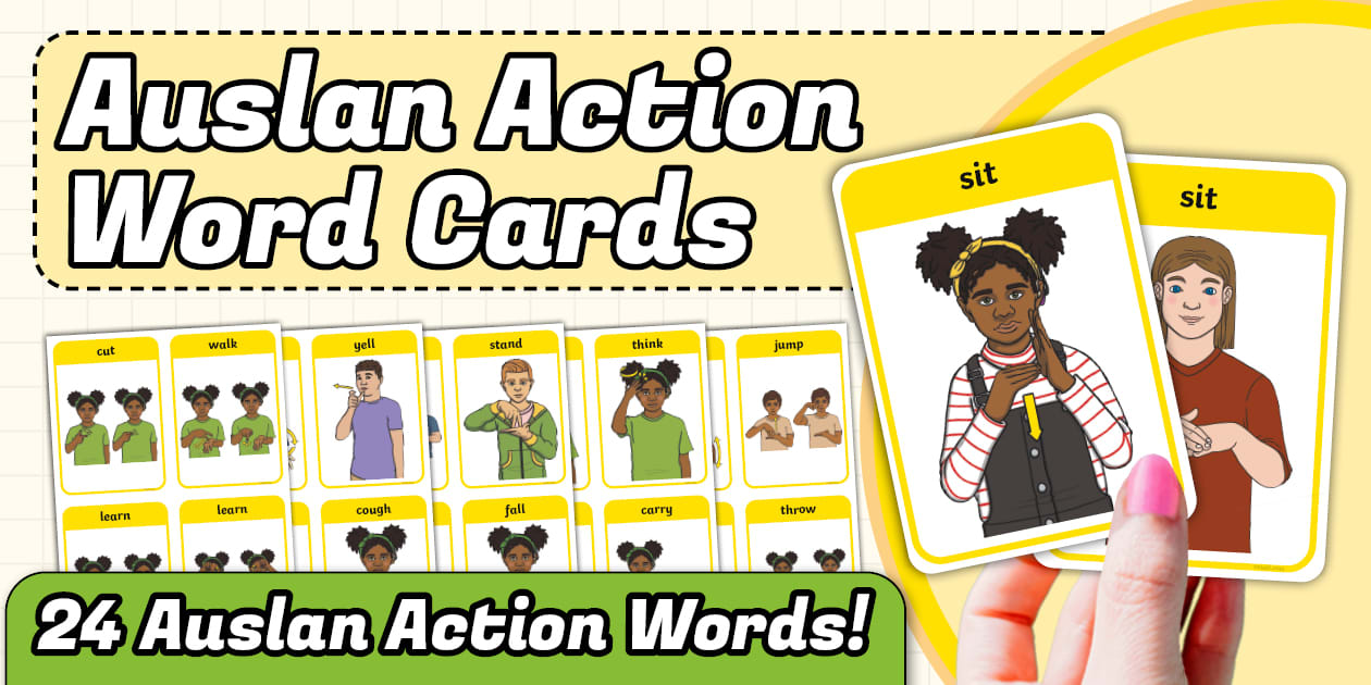 Auslan Action Word Cards (teacher made) - Twinkl
