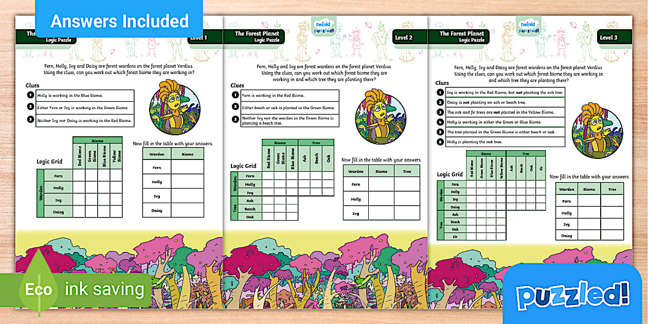 The Forest Planet Logic Puzzle Pack - Twinkl - Kids Puzzles