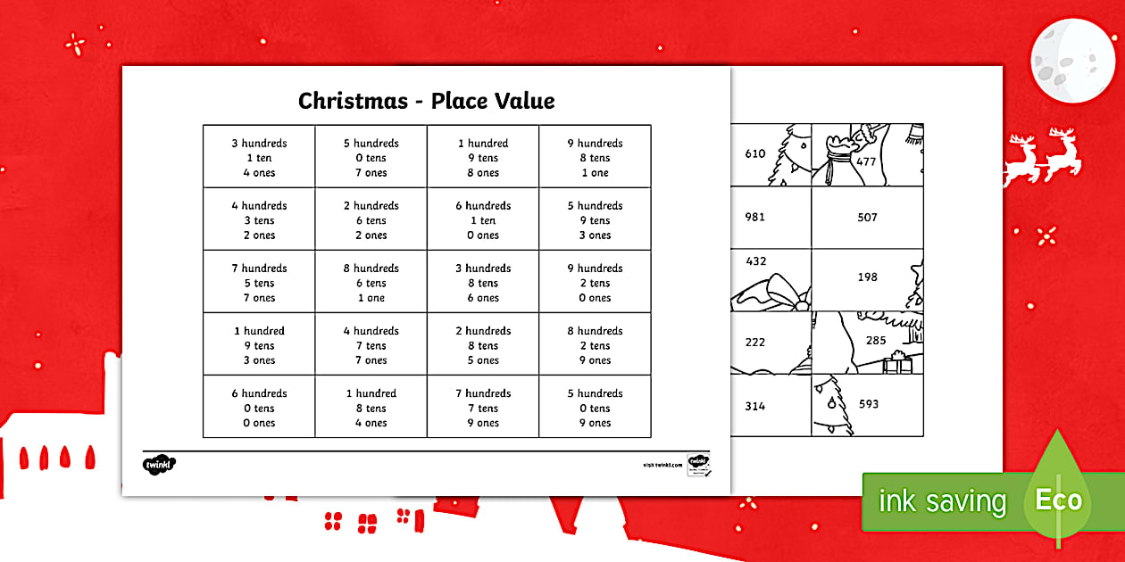 Higher Ability Christmas-Themed 3 Digit Place Value Colouring ...