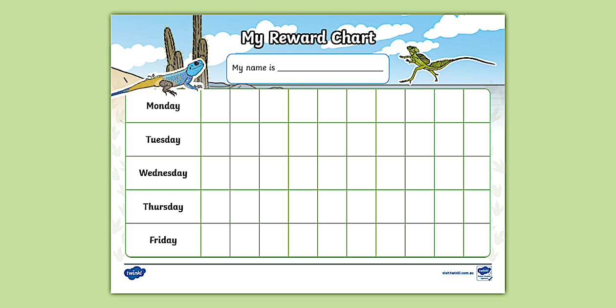 Lizard Reward Chart - Twinkl Classrom Management - Twinkl
