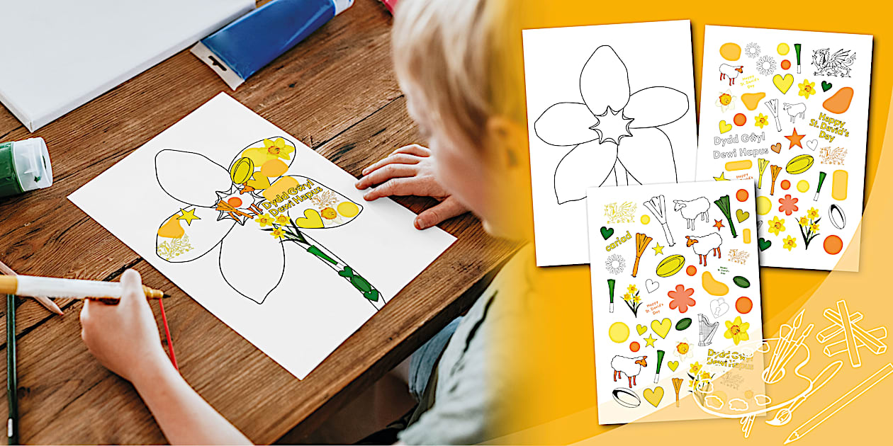 St. David's Day Daffodil Collage Activity Pack - Twinkl